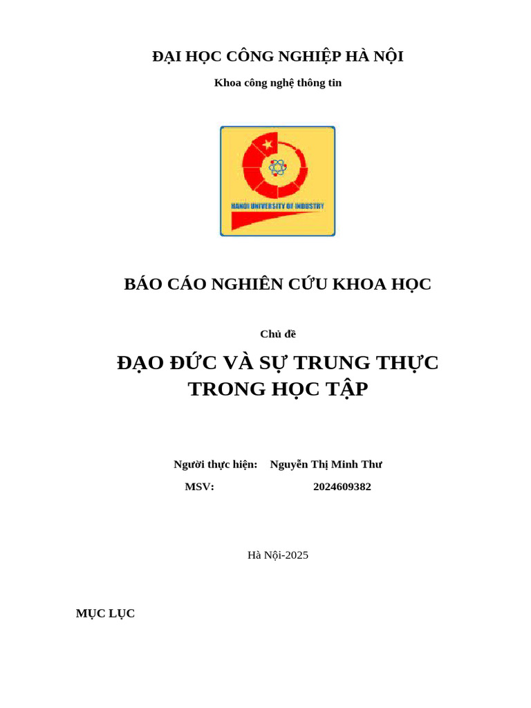 Bao Cao Dao Duc Trung Thuc Day Du A | PDF