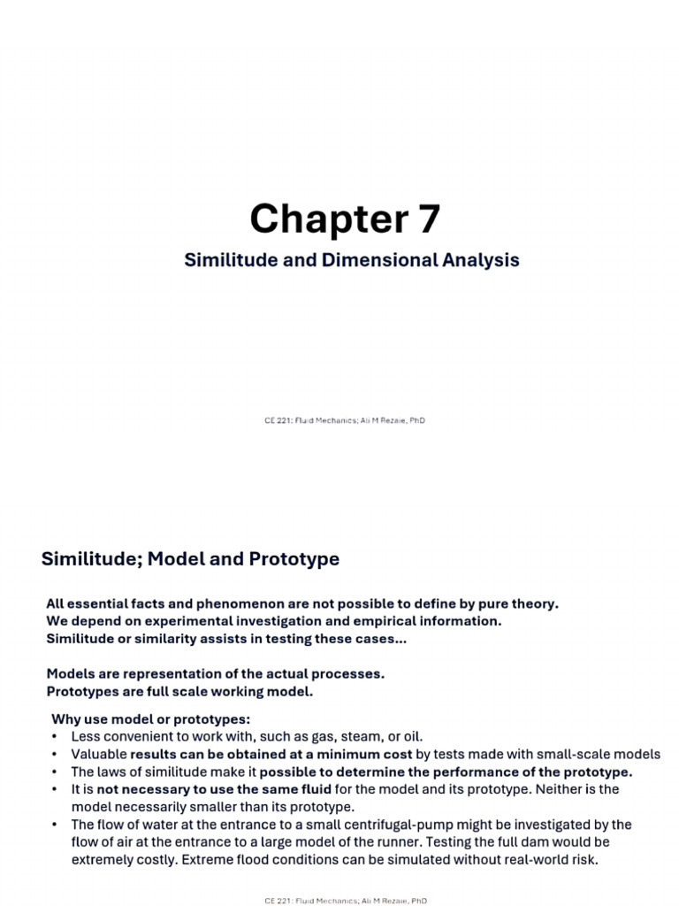 Chapter 7 (Similitude and Dimensional Analysis) | PDF