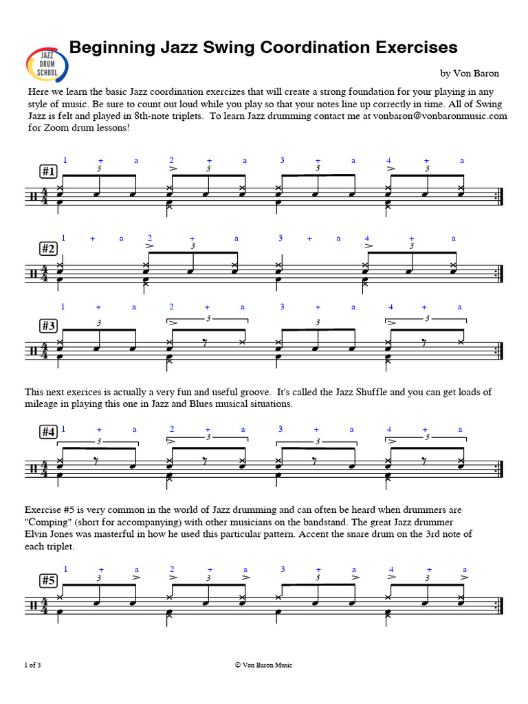 Jazz Drumming Coordination Exercises | PDF | Popular Music | Elements ...