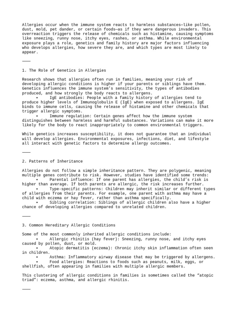 Genetics and Allergies: Family Impact | PDF | Allergy | Allergen