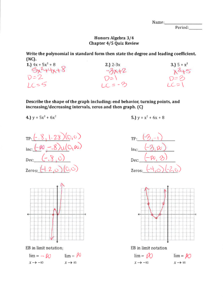 Chapter 4-5 Quiz Review Answer Key | PDF