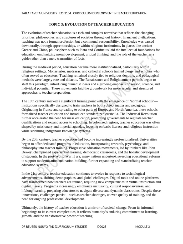 Topic 3-Evolution of Teacher Education | PDF | Pedagogy ...