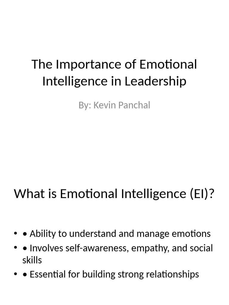 The Importance of Emotional Intelligence in Leadership | PDF
