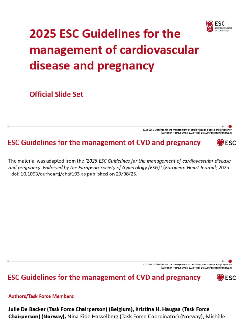 2025 ESC Guidelines on CVD in Pregnancy | PDF | Cardiovascular Diseases ...