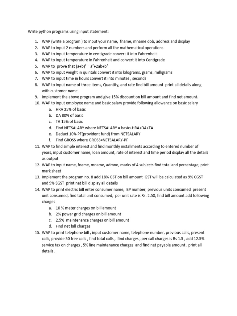 Python Programs Class 11 | PDF