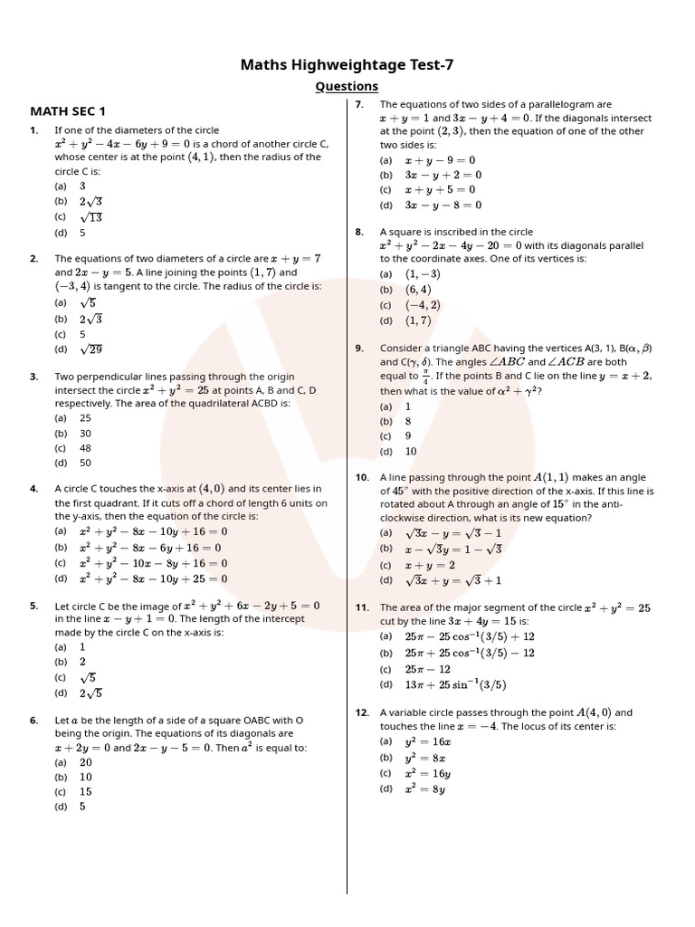 Circle Vedantu | PDF | Circle | Perpendicular