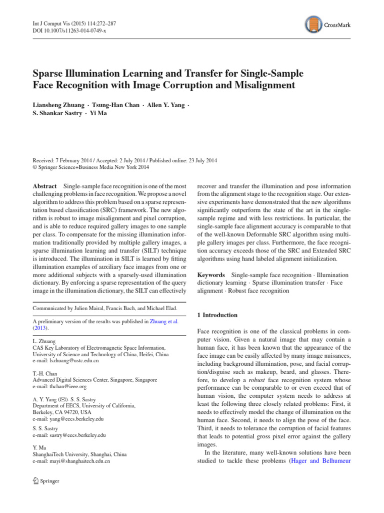 Sparse Illumination Learning and Transfer For Single-Sample | PDF ...