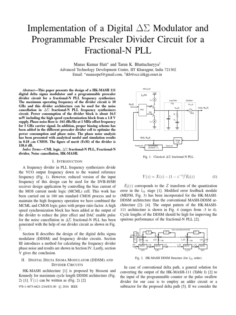 Implementation of A Digital Modulator and Programmable Prescaler ...