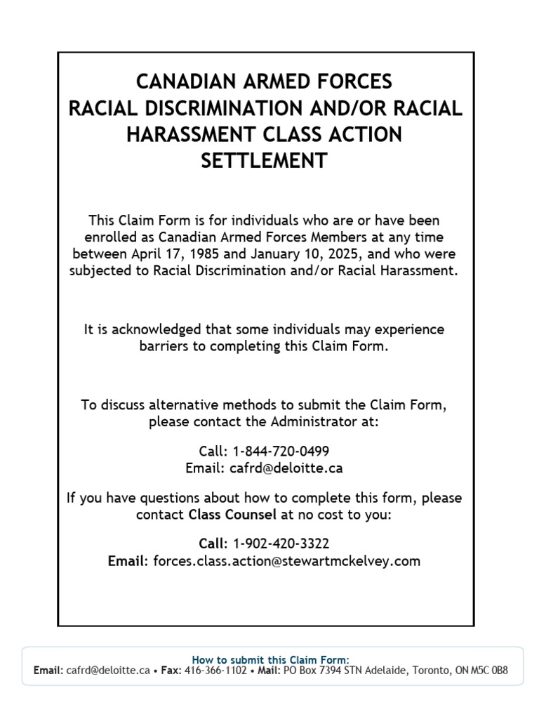 CAF Racial Discrimination Claim Form | PDF | Identity Document
