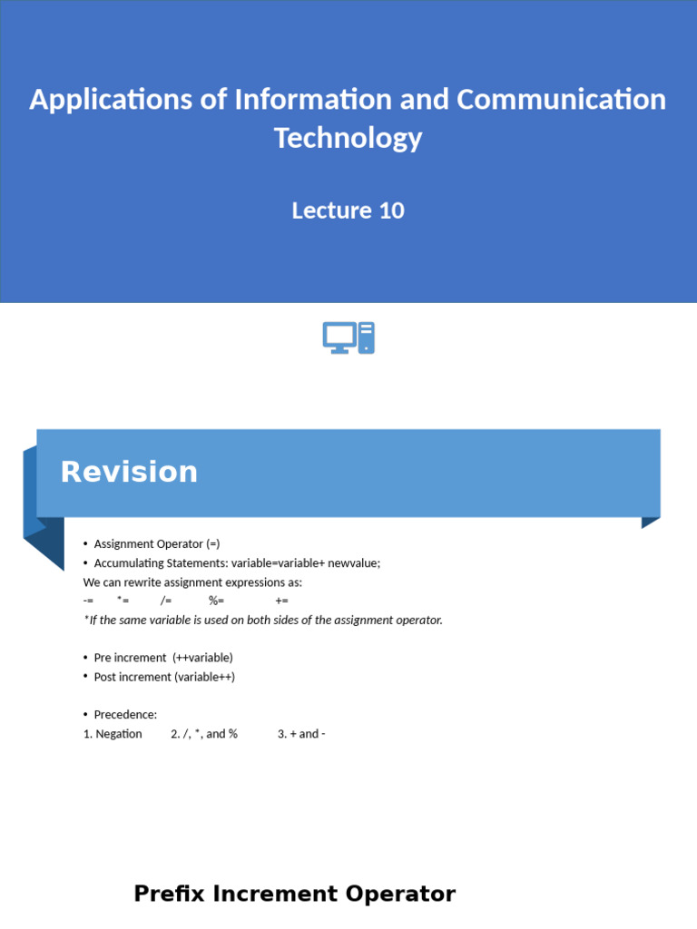 ICT Lec10 Precedence - If - Else (21-25) | PDF | Computer Engineering | Computer Science