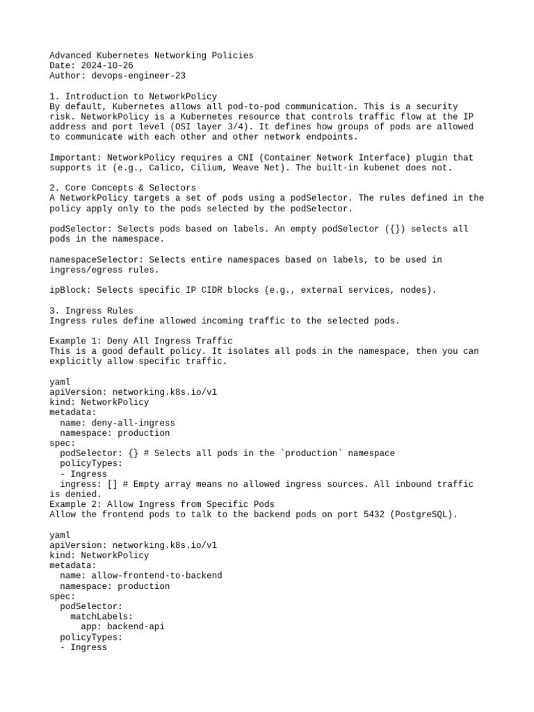 Kubernetes Network Policies Explained | PDF | Port (Computer Networking ...