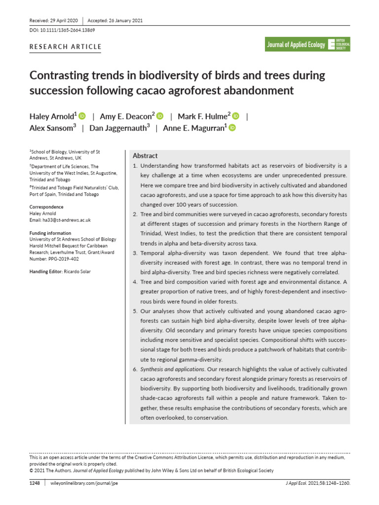 Journal of Applied Ecology - 2021 - Arnold - Contrasting Trends in ...