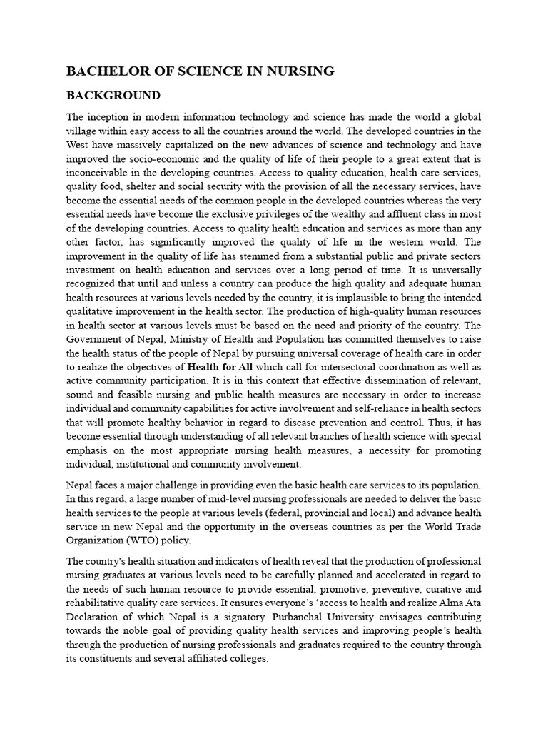 BACHELOR OF SCIENCE IN NURSING | PDF | Nursing | Learning