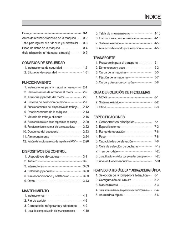 Manual de Operación y Mantenimiento de Excavadora | PDF | ruido | Soldadura
