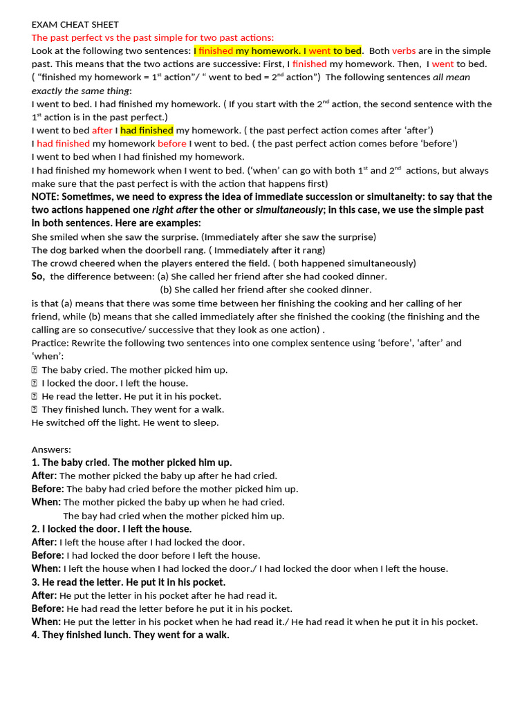Past Tense Grammar Cheat Sheet | PDF | Verb | Linguistic Typology