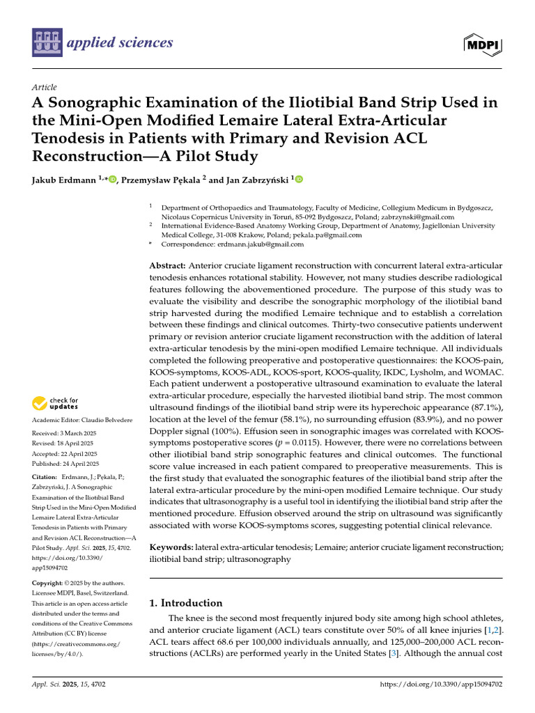 Pilot Study On Acl Reconstruction With Let | PDF | Medical Ultrasound ...