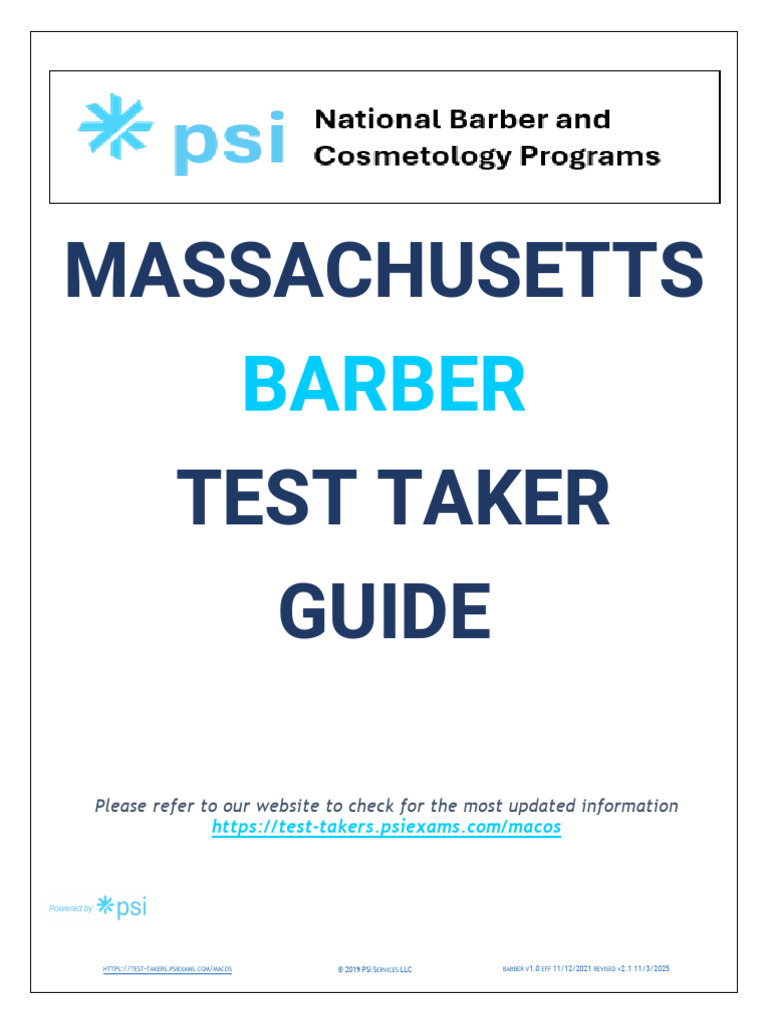 Psi Barber Exam Info | PDF | Identity Document | Shaving
