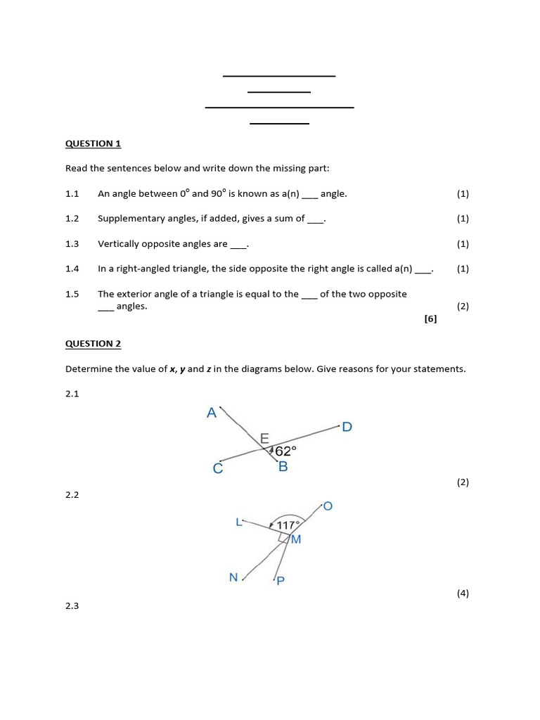 COMBINED GRADE 8 PAPER 2 | PDF | Area | Triangle