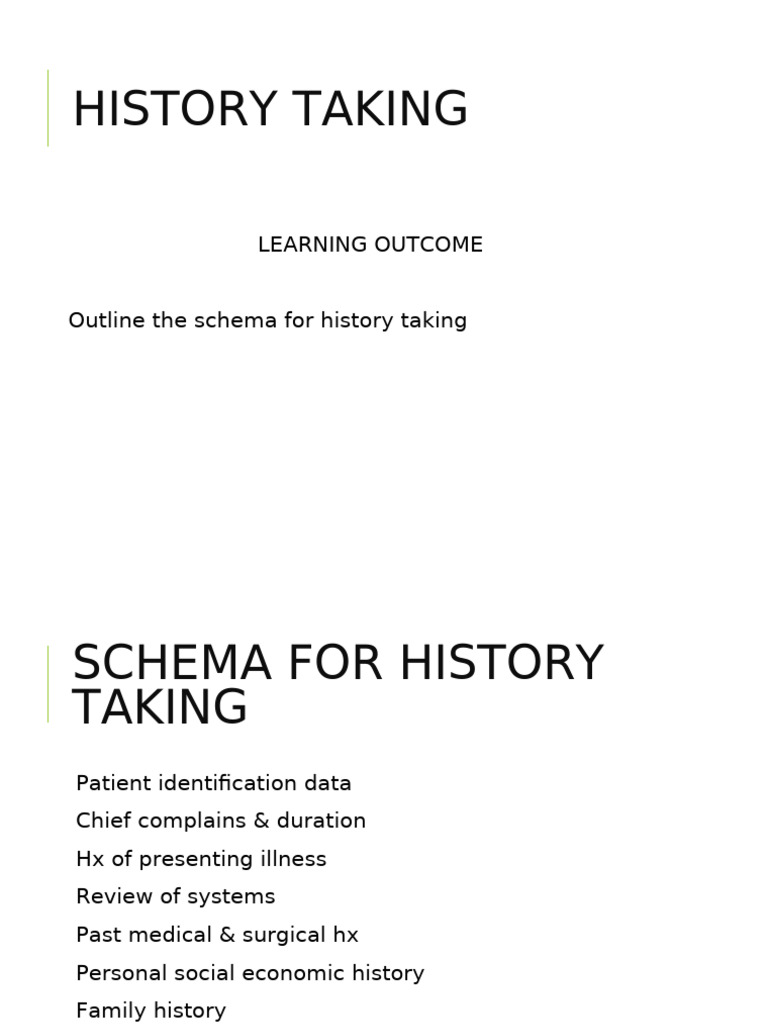 History Taking Schema for Patient Care | PDF | Pain | Human Diseases ...