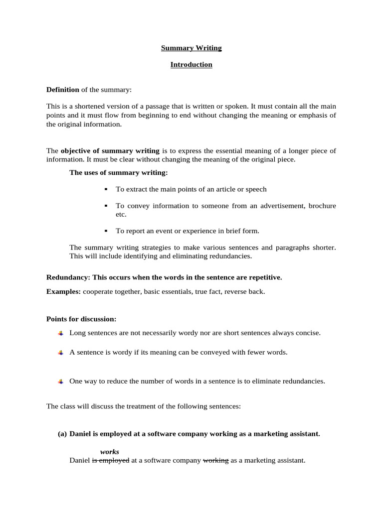 Summary Writing Techniques and Guidelines | PDF | Human Communication