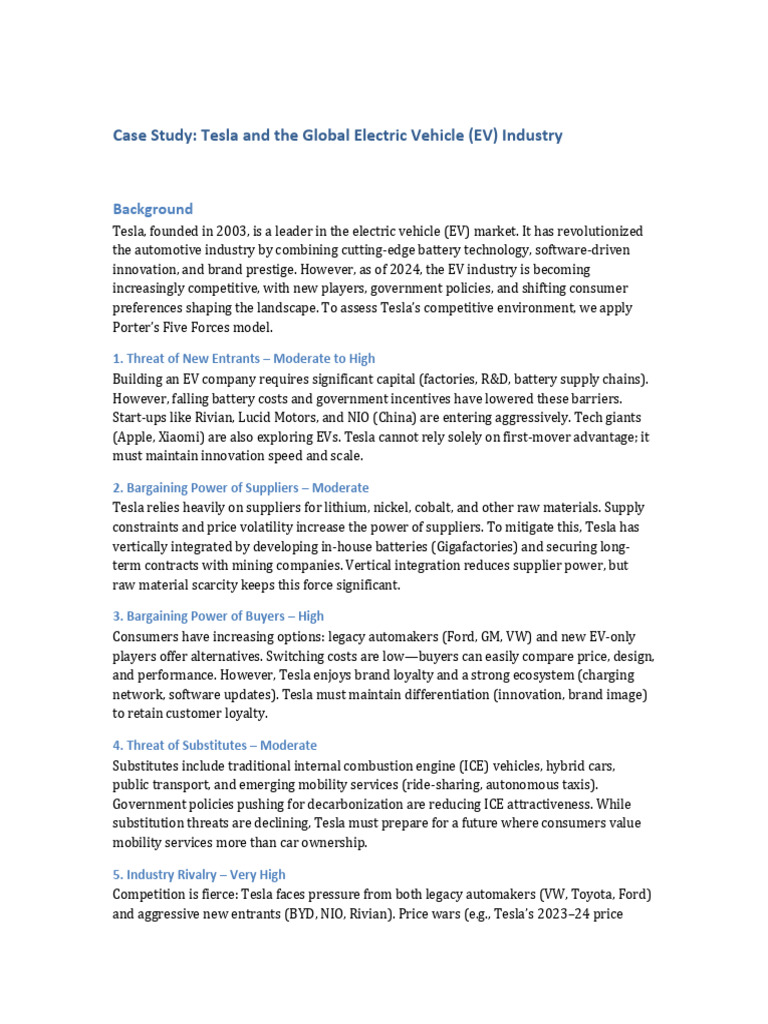 Tesla's Competitive Landscape in EVs | PDF | Electric Vehicle | Supply ...
