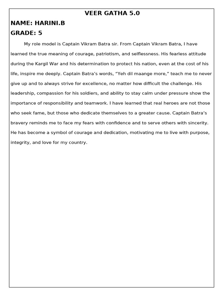 Captain Vikram Batra: A Role Model | PDF