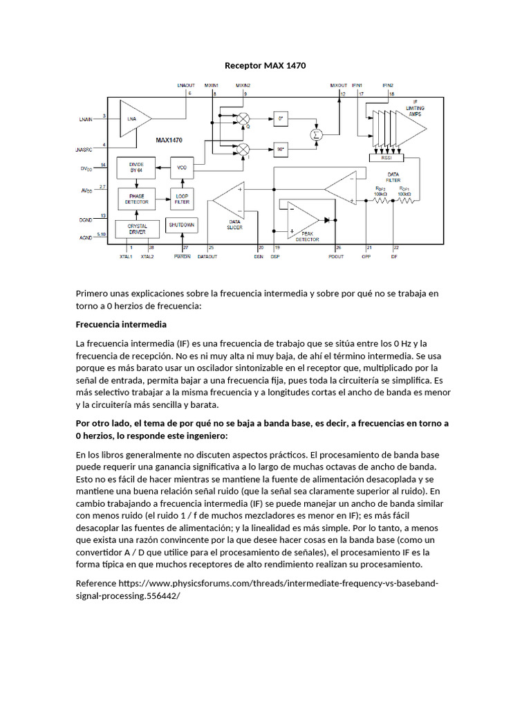 Funcionamiento del Receptor MAX 1470 | PDF | Señal analoga | Filtro ...