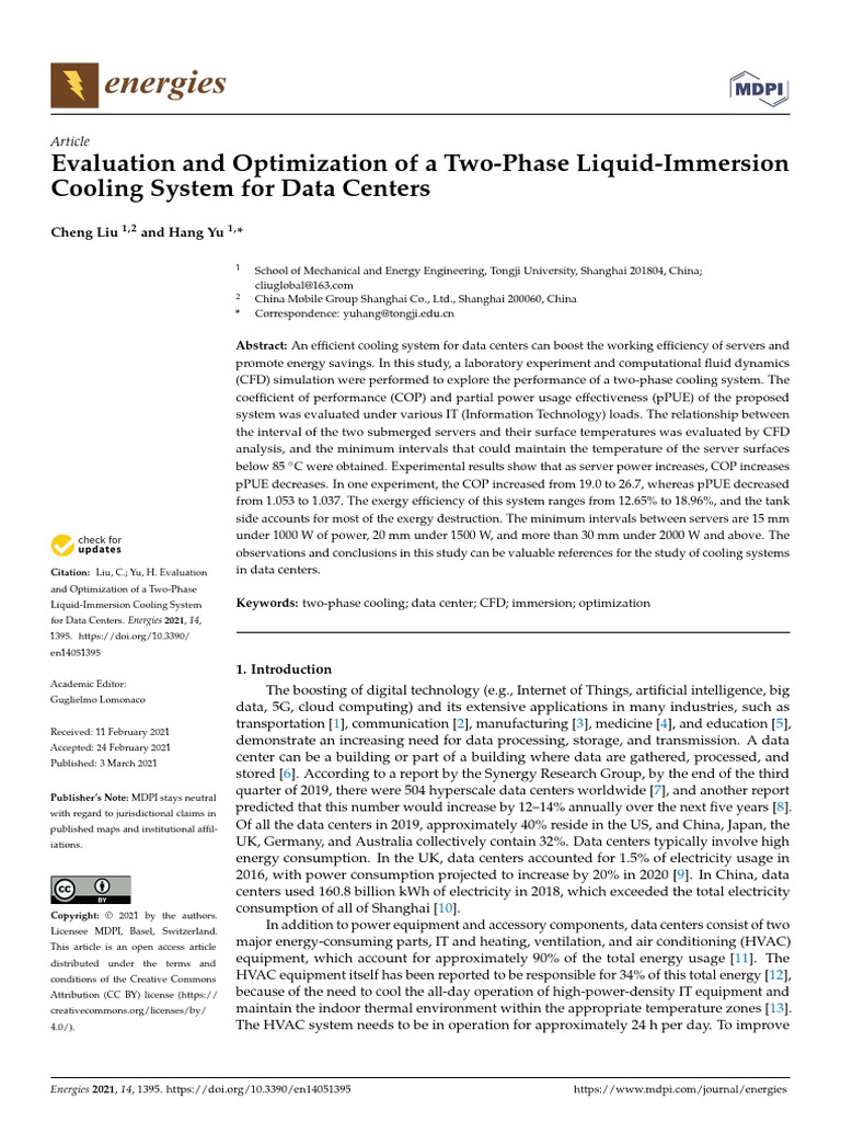 Two-Phase Cooling System for Data Centers | PDF | Data Center | Heat ...
