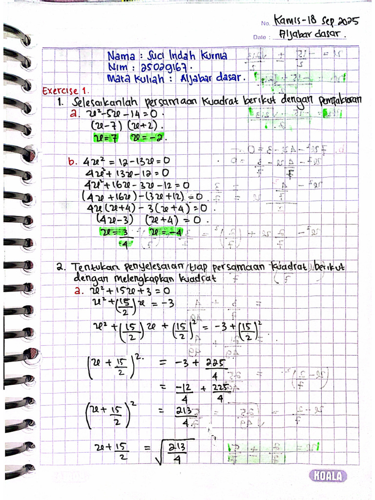 Week 4 Aljabar Dasar Suci Indah Kurnia | PDF