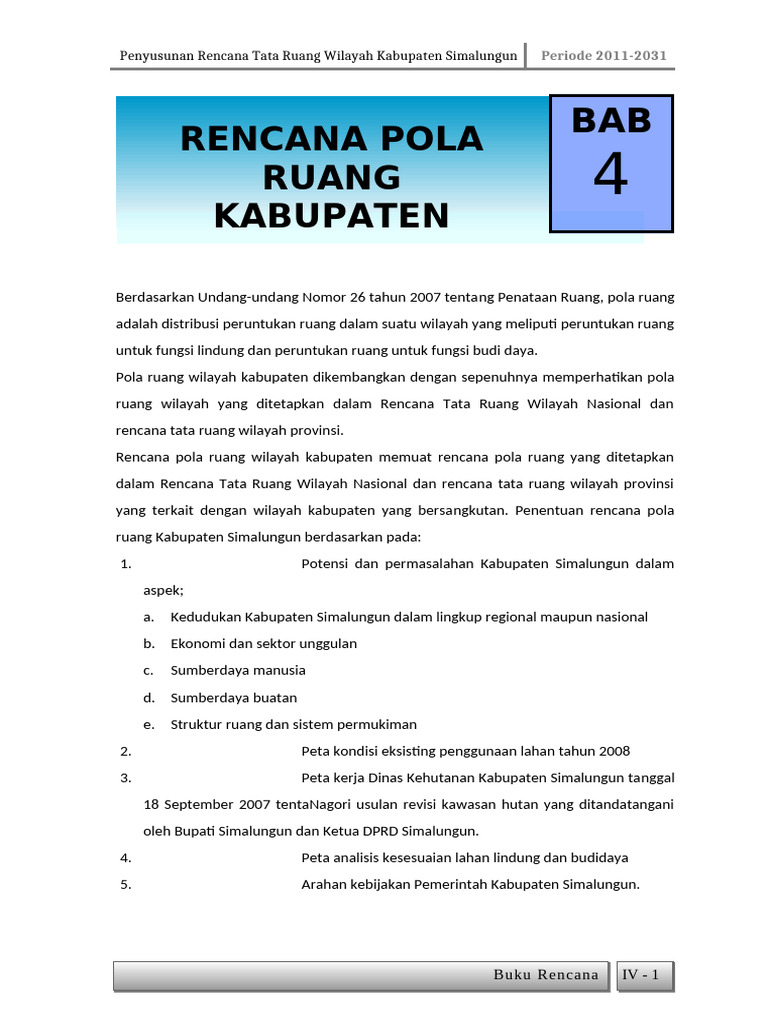 Rencana Pola Ruang Simalungun 2011-2031 | PDF
