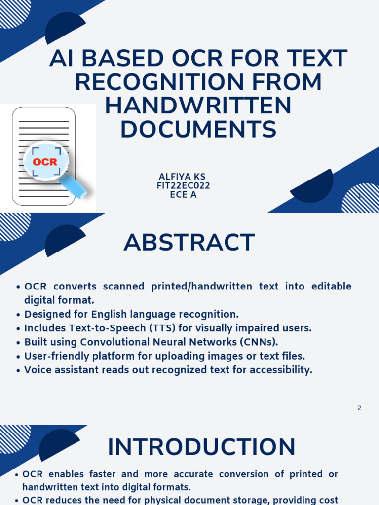 Ai Based Ocr for Text Recognitiooo.pdf | PDF | Optical Character Recognition | Image Segmentation