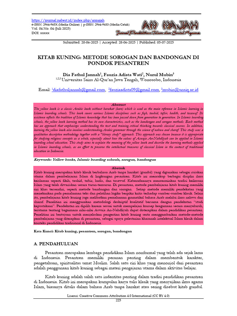 Metode Sorogan dan Bandongan Kitab Kuning | PDF
