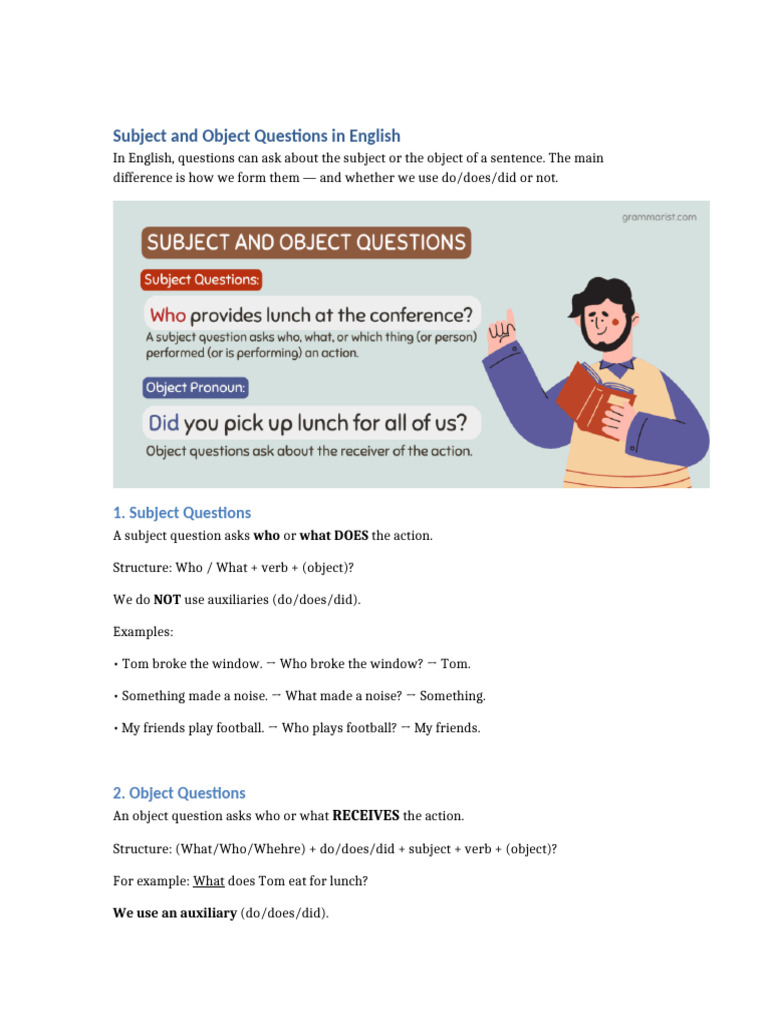 Subject and Object Questions | PDF