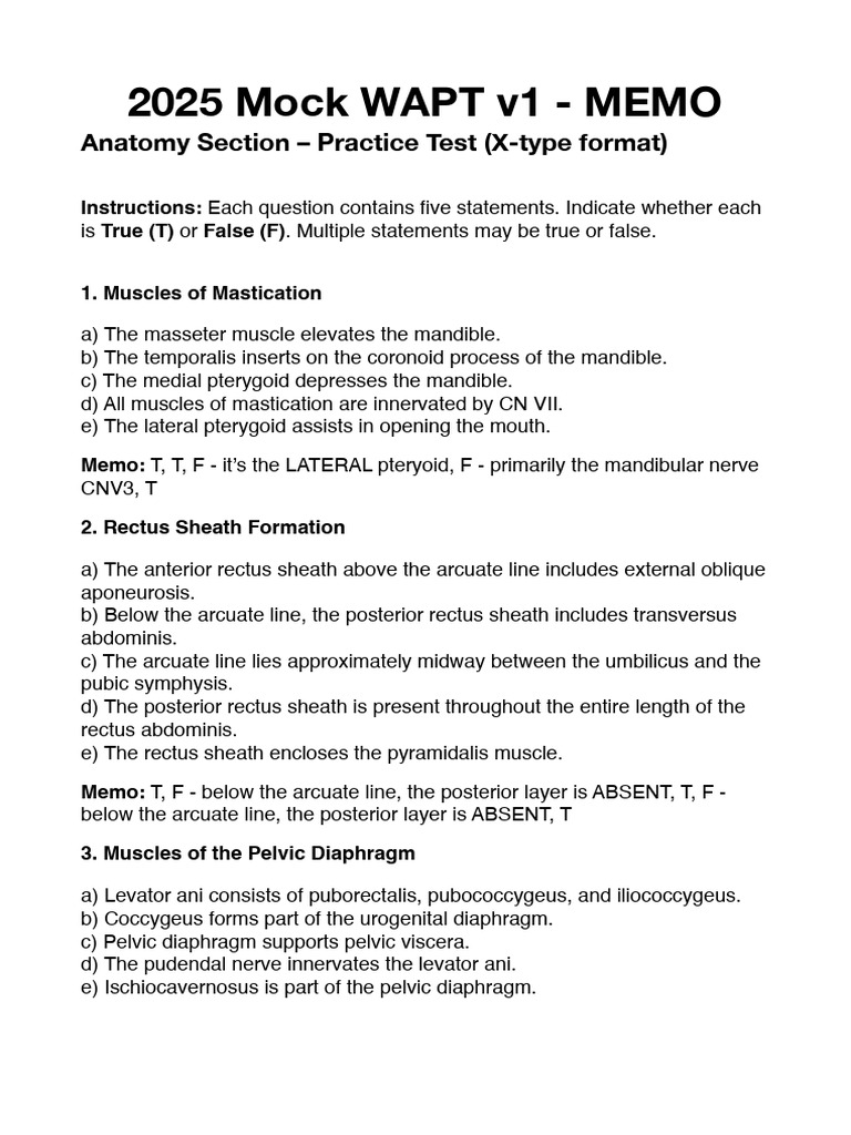 MOCK WAPT 2025 v1 - ANATOMY - MEMO - 250906 - 105233 | PDF | Vertebra ...