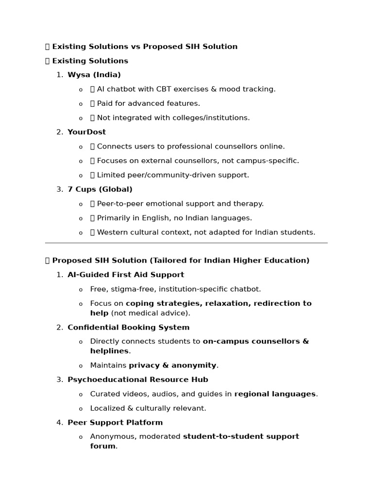 SIH Solution: Enhancing Student Mental Health | PDF | Mental Health ...