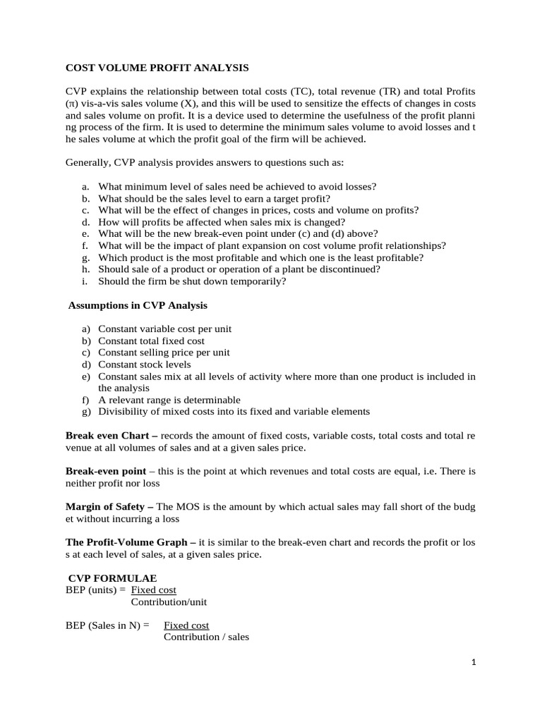 Cost Volume Profit Analysis Guide | PDF | Marketing | Economies