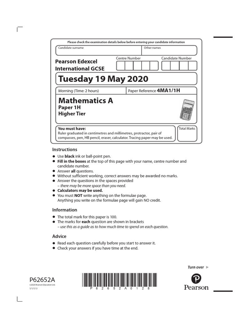 International GCSE Mathematics Exam Instructions | PDF | Area | Geometry