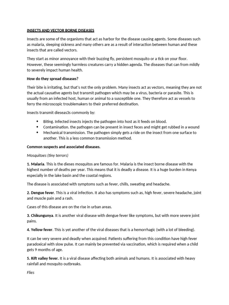 Insects and Vector Borne Diseases | PDF | Pathogen | Malaria