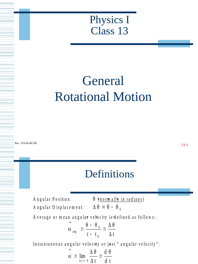 lec13 | PDF | Acceleration | Rotation