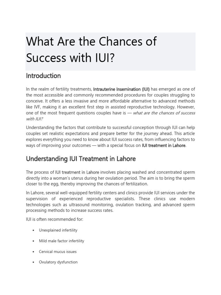 What Are The Chances of Success With IUI | PDF | In Vitro Fertilisation ...