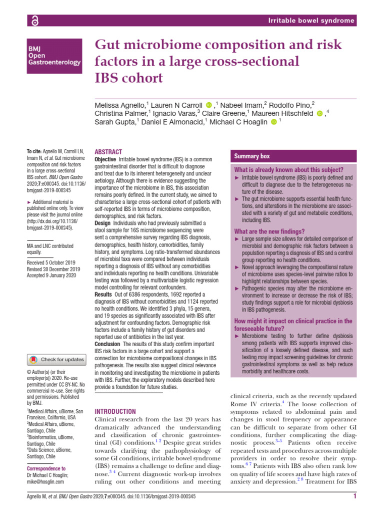 GM Composition IBS Cohort | PDF | Irritable Bowel Syndrome | Microbiota