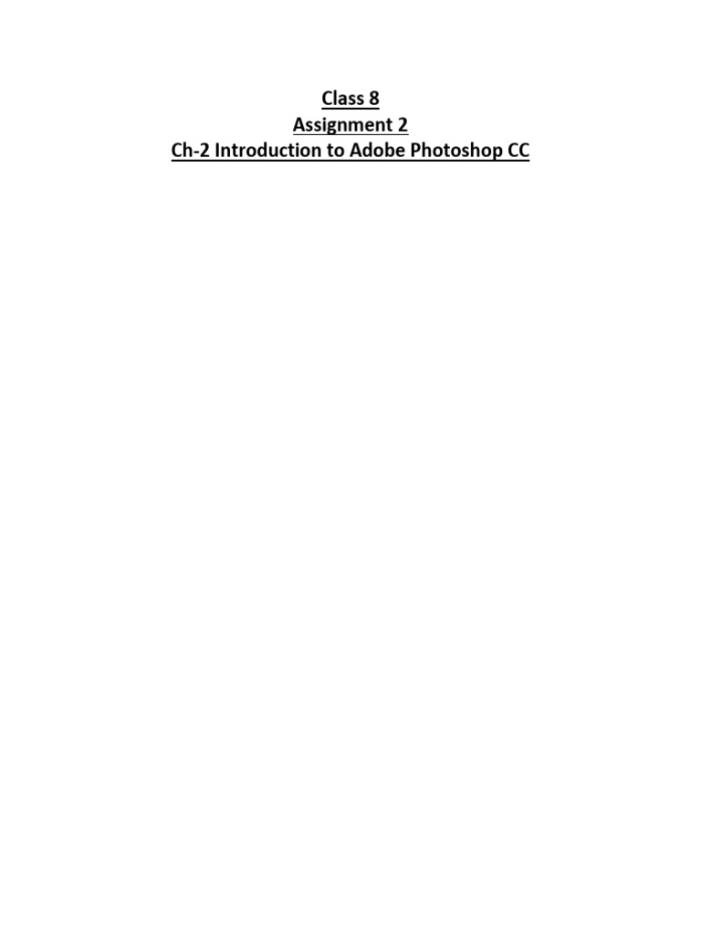 Adobe Photoshop CC Class 8 Assignment | PDF | Adobe Photoshop | Image ...