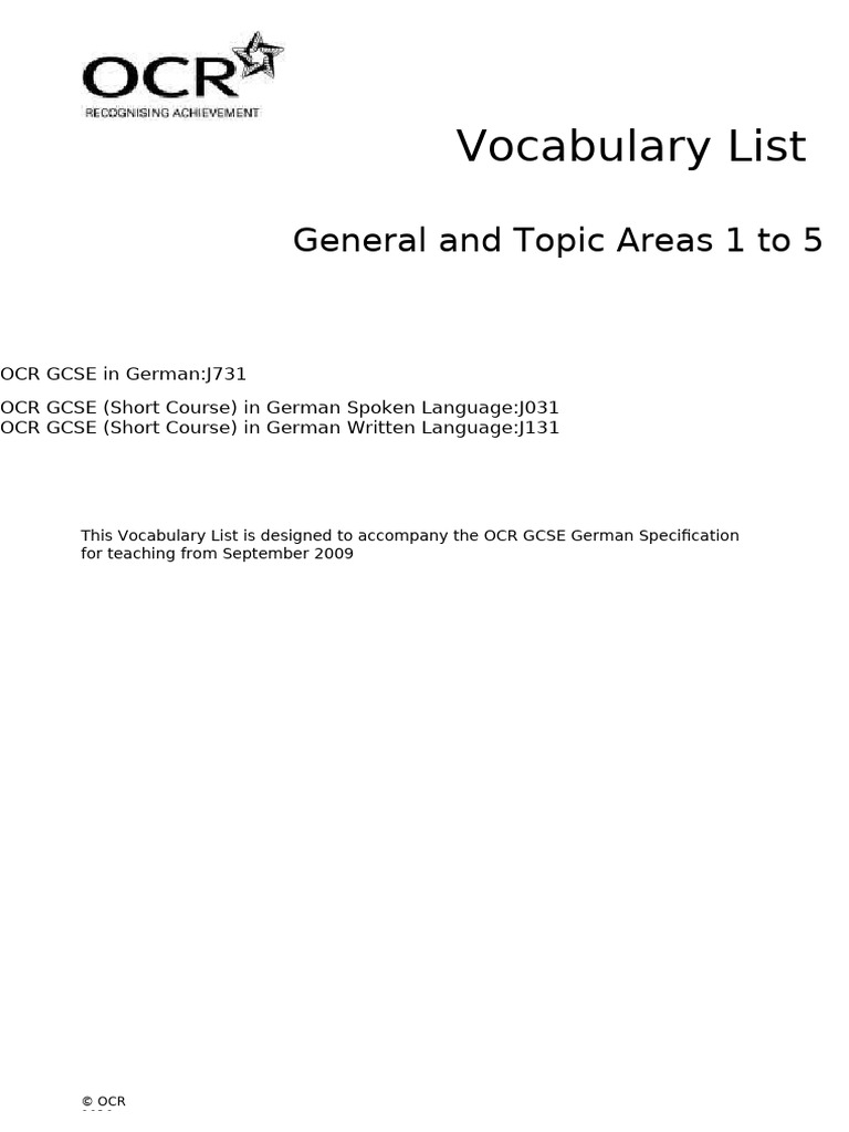 68532 Vocabulary List by Topic | PDF | English Language | Word