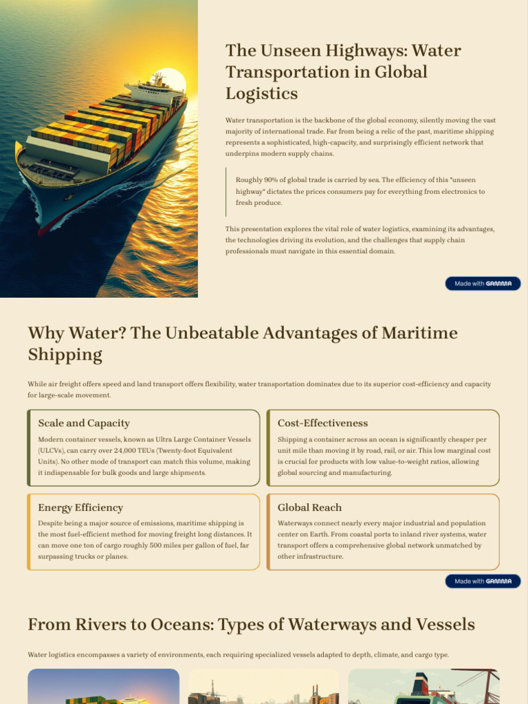 The Unseen Highways Water Transportation in Global Logistics | PDF ...