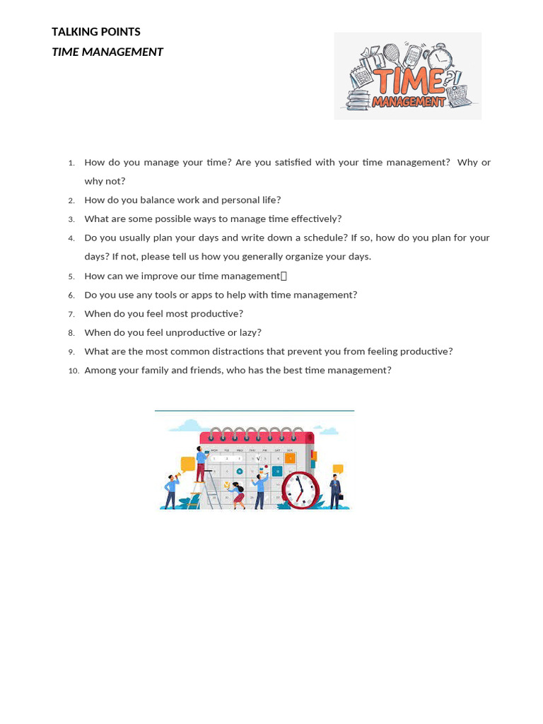 Talking Points - Time Mangement | PDF