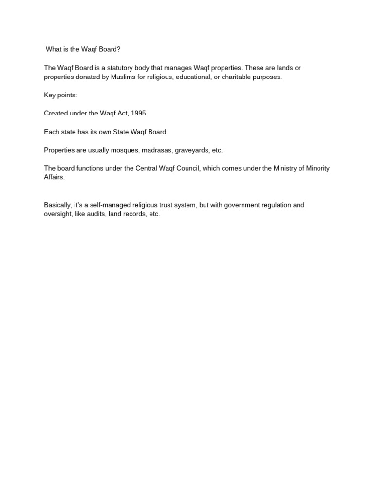 Waqf Board Brief | PDF