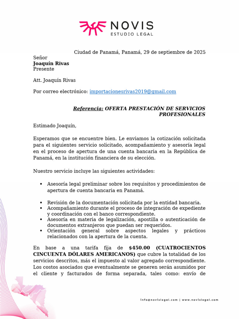 Modelo Oferta Simple Novis | PDF