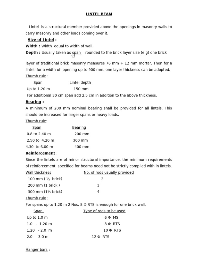 Lintel Beam | PDF | Brick | Beam (Structure)