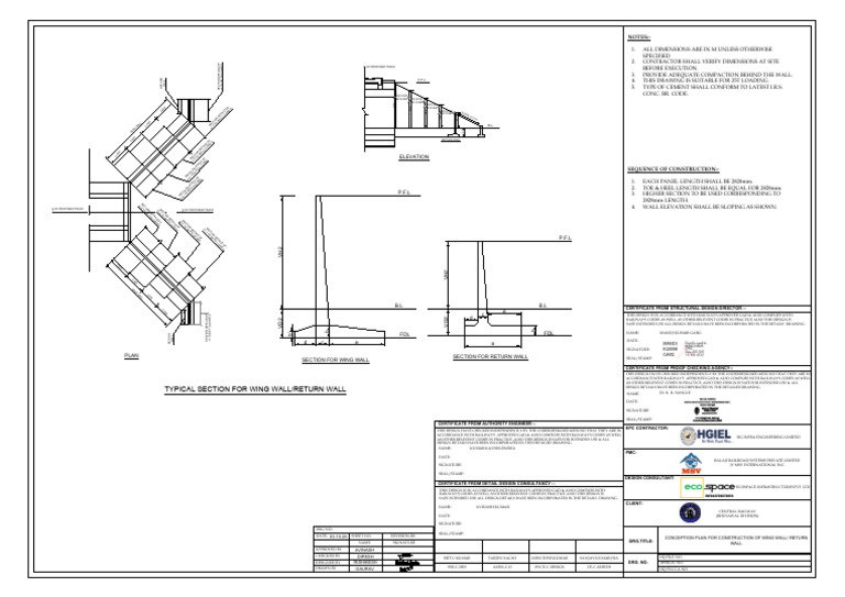Conception Plan For Construction of Wing Wall & Return Wall | PDF