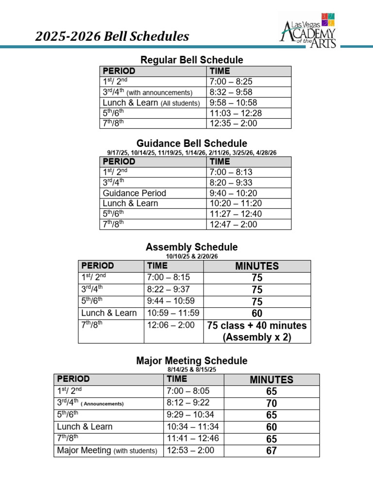 25-26 Bell Schedules | PDF